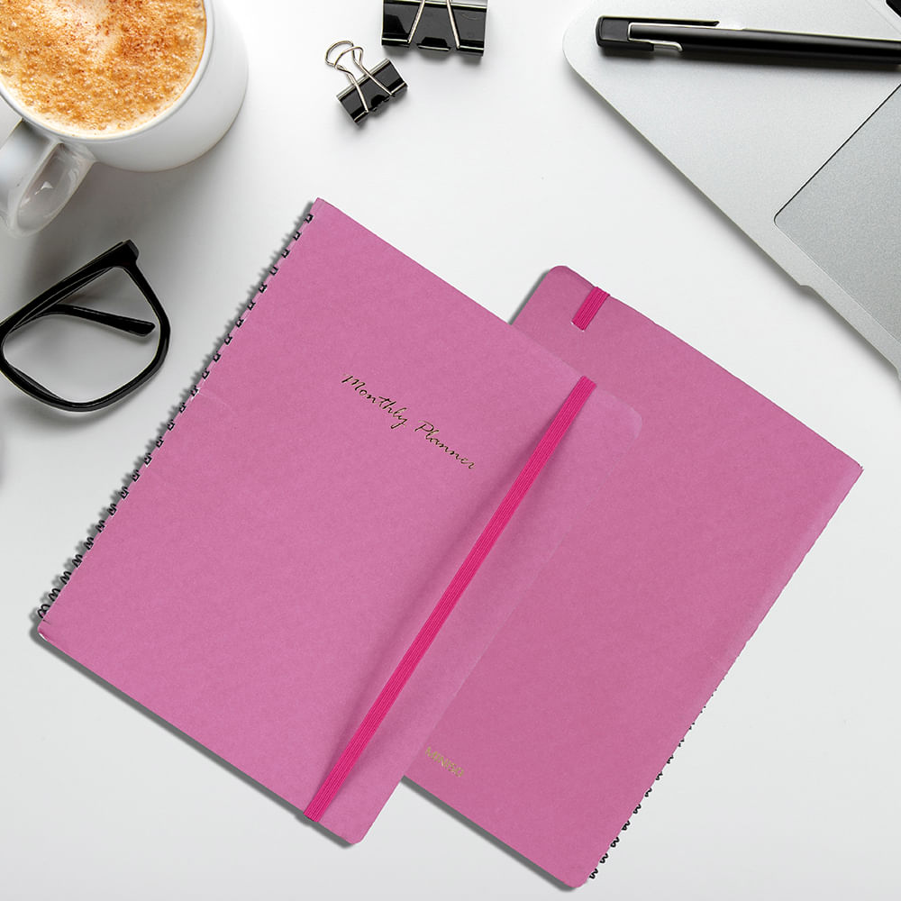 Cuaderno Con Espiral Y Plan Mensual - Fucsia - 80 Hojas MINISO